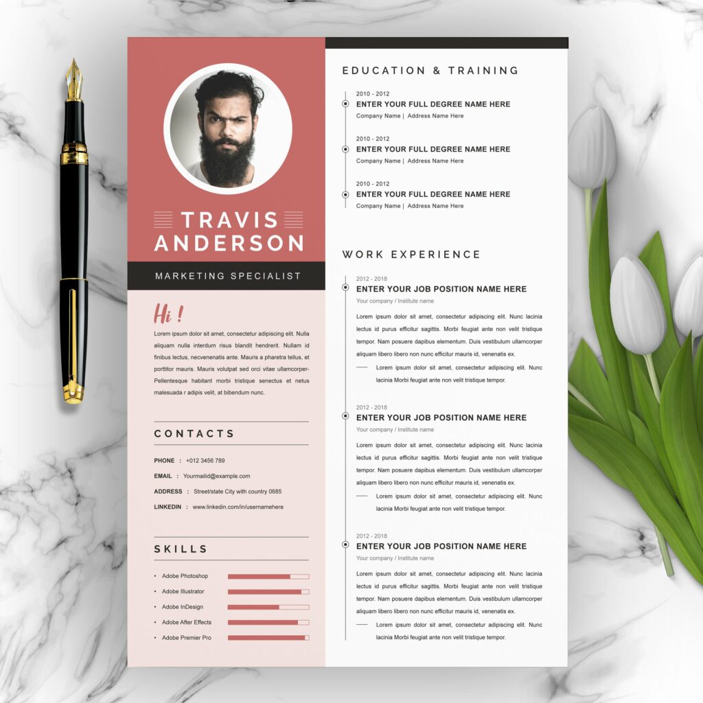 Word Resume / CV Template Design – MasterBundles