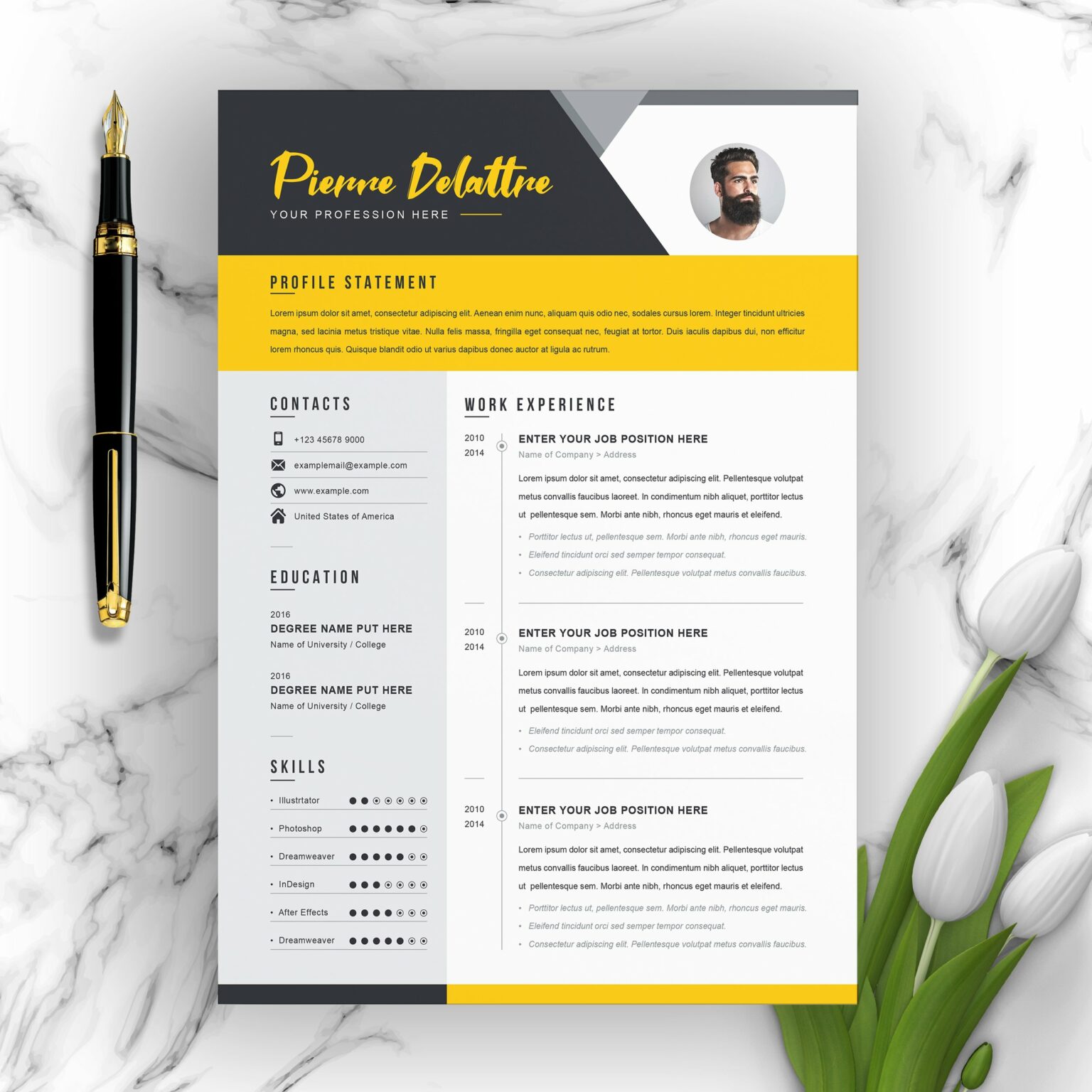 Creative & Modern Resume/CV Template – MasterBundles