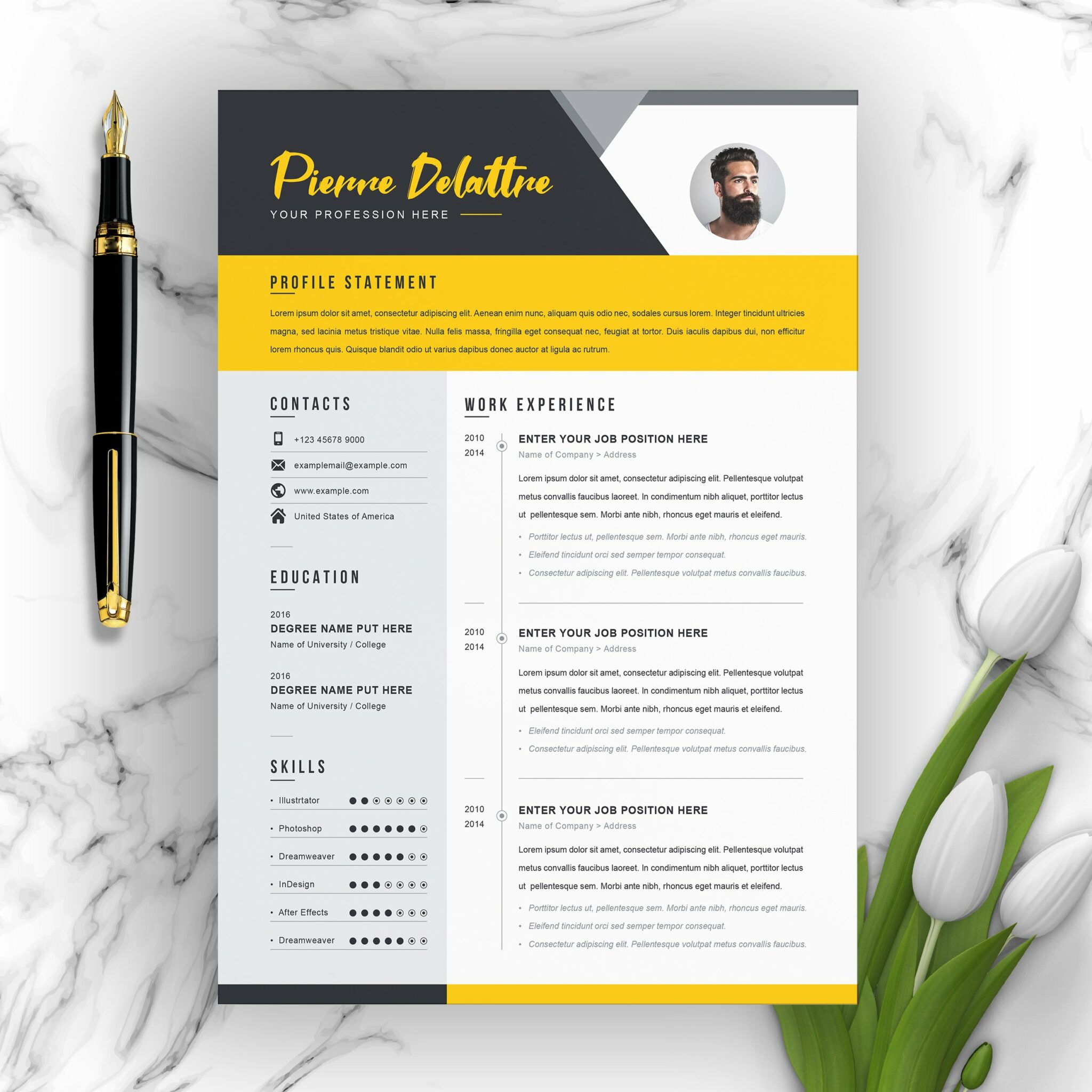 Creative & Modern Resume/CV Template – MasterBundles