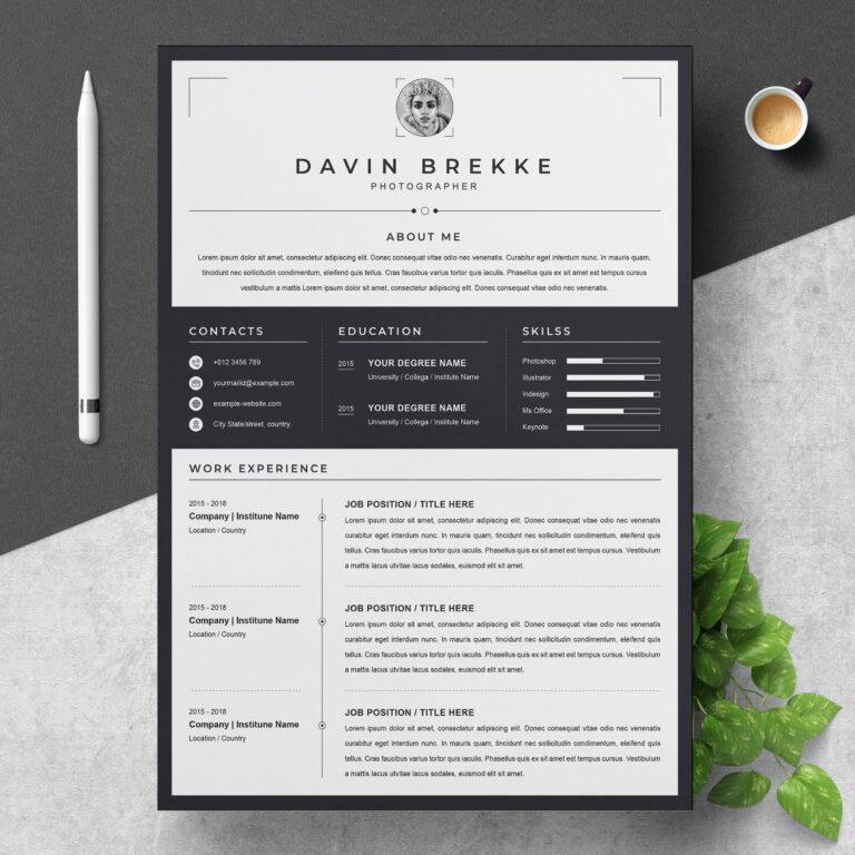 Freelance Photographer Resume / CV Template – MasterBundles