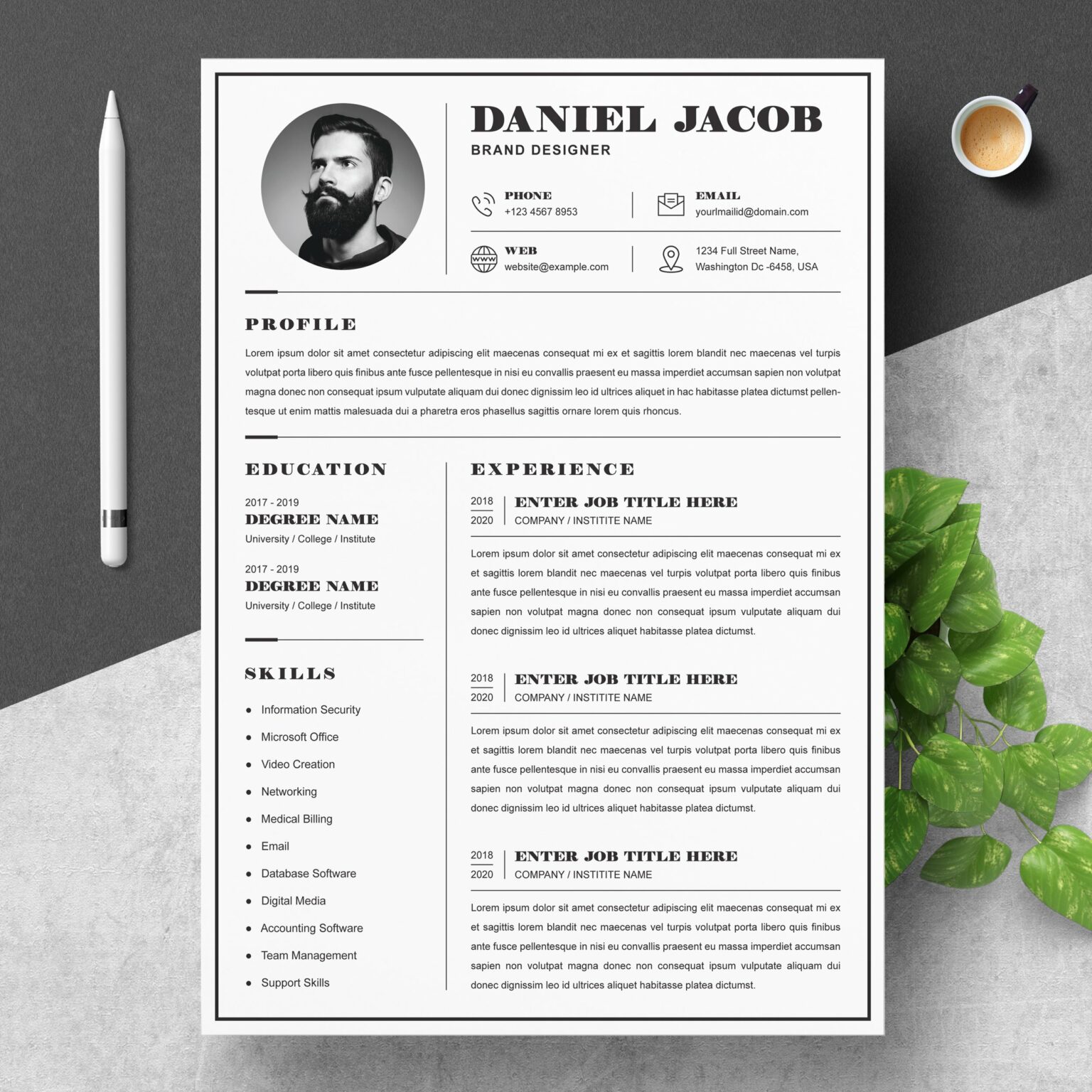 Professional Stylish Resume CV for Men and Women. Curriculum Vitae ...