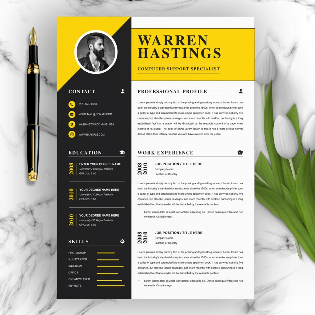 Modern Resume / CV Template | 3 Page – MasterBundles