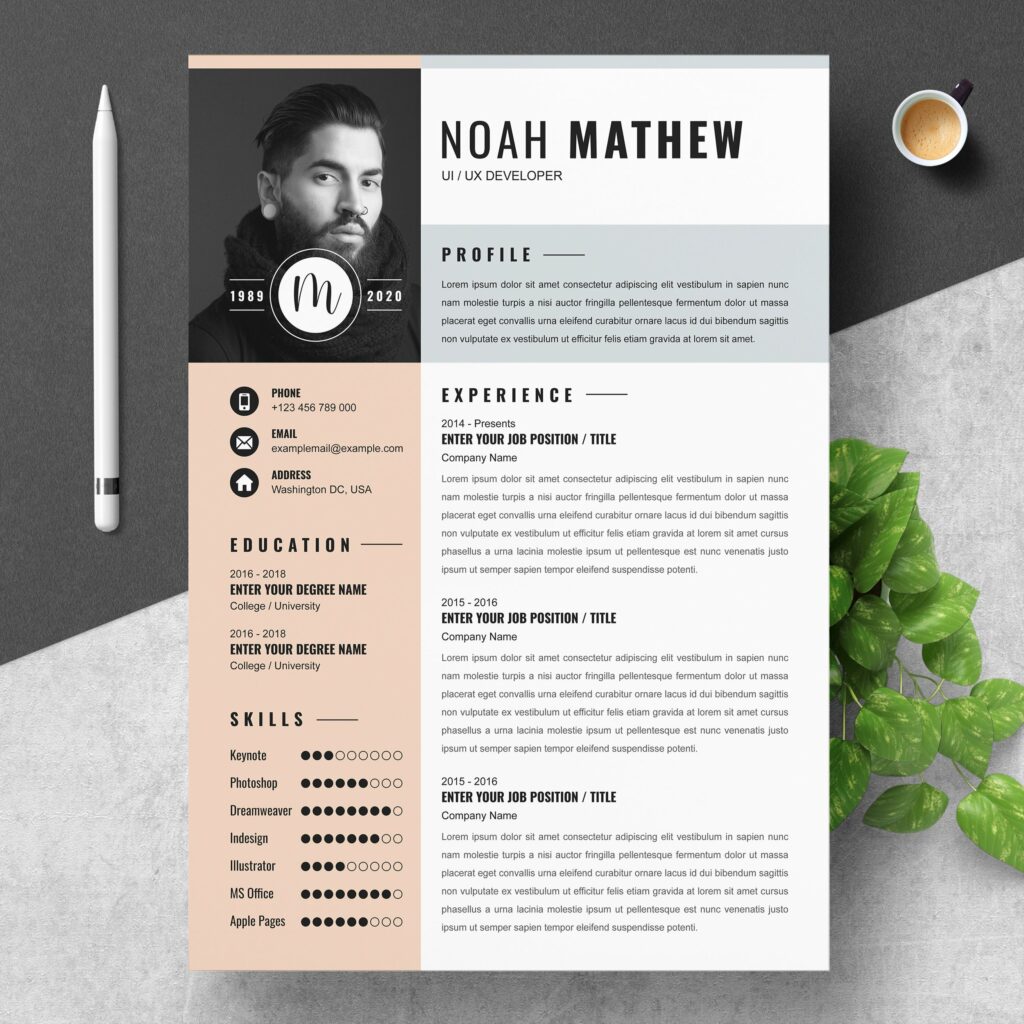 UX Developer Modern Resume Template – MasterBundles