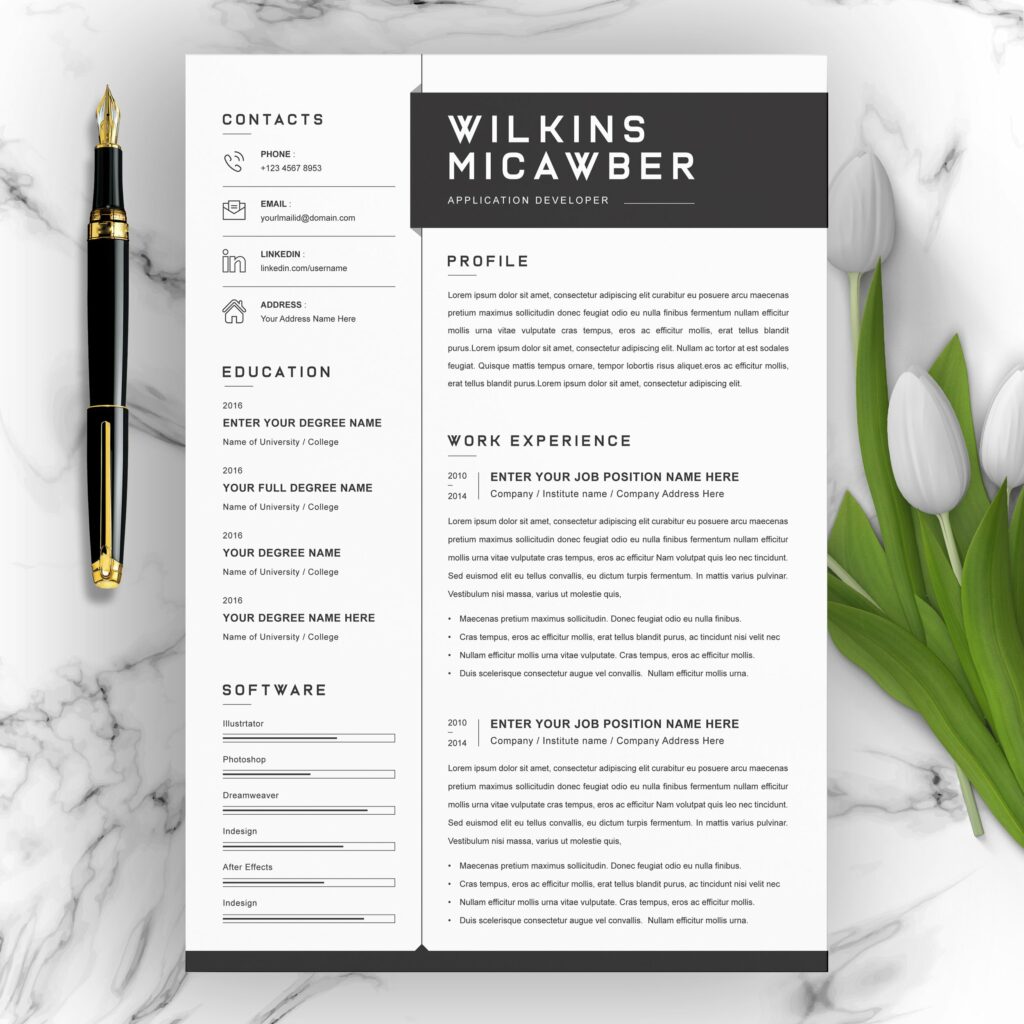 Modern Resume / CV Template | 3 Page – MasterBundles