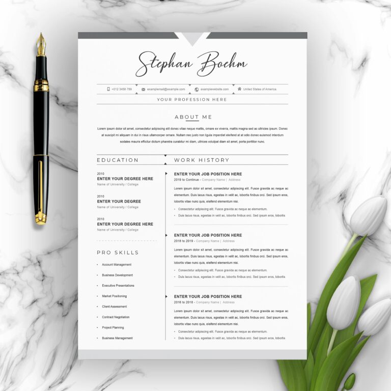 Clean Resume / Word CV Template – MasterBundles