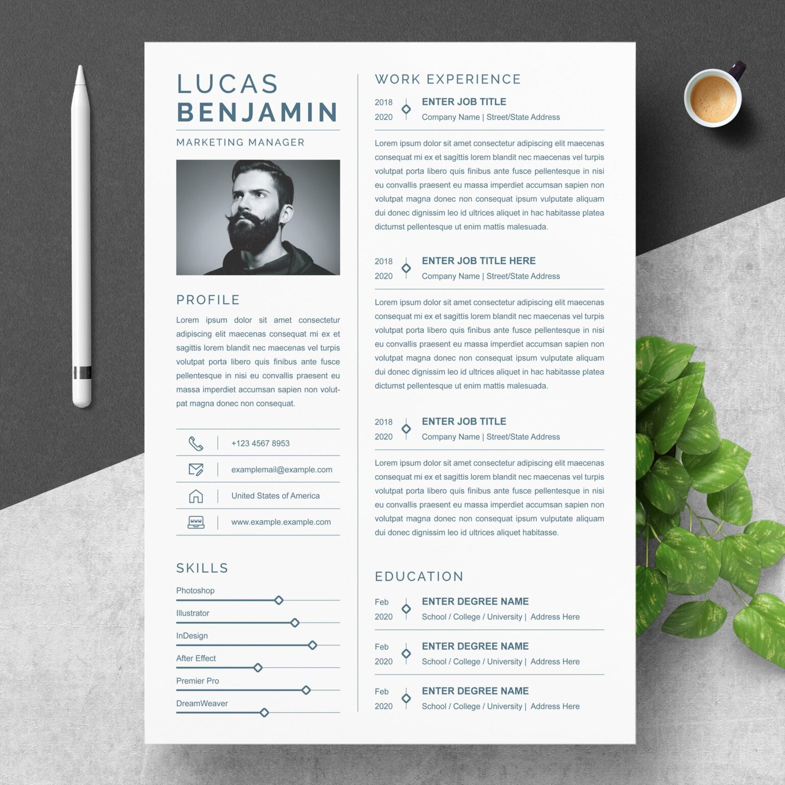 Clean Modern Executive Resume | CV – MasterBundles