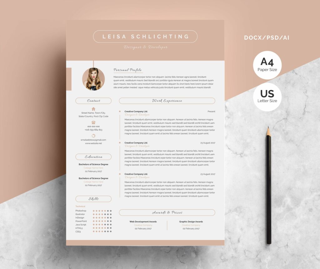 Modern Resume/CV 3-Pages – MasterBundles
