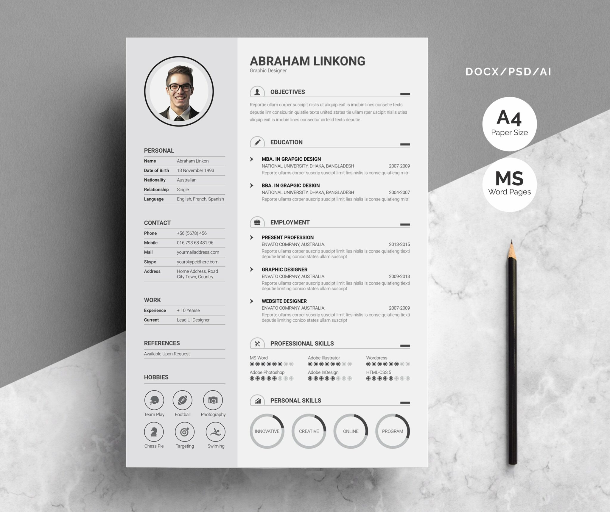 Modern Resume 3 Pages – MasterBundles