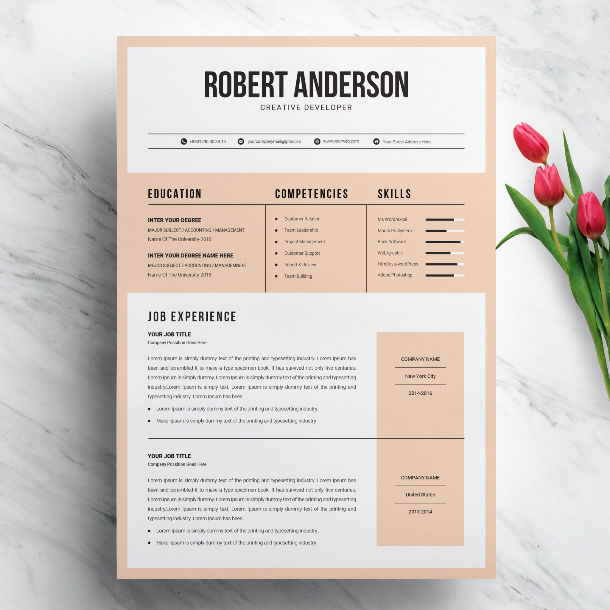 Modern & Creative Resume Template – MasterBundles