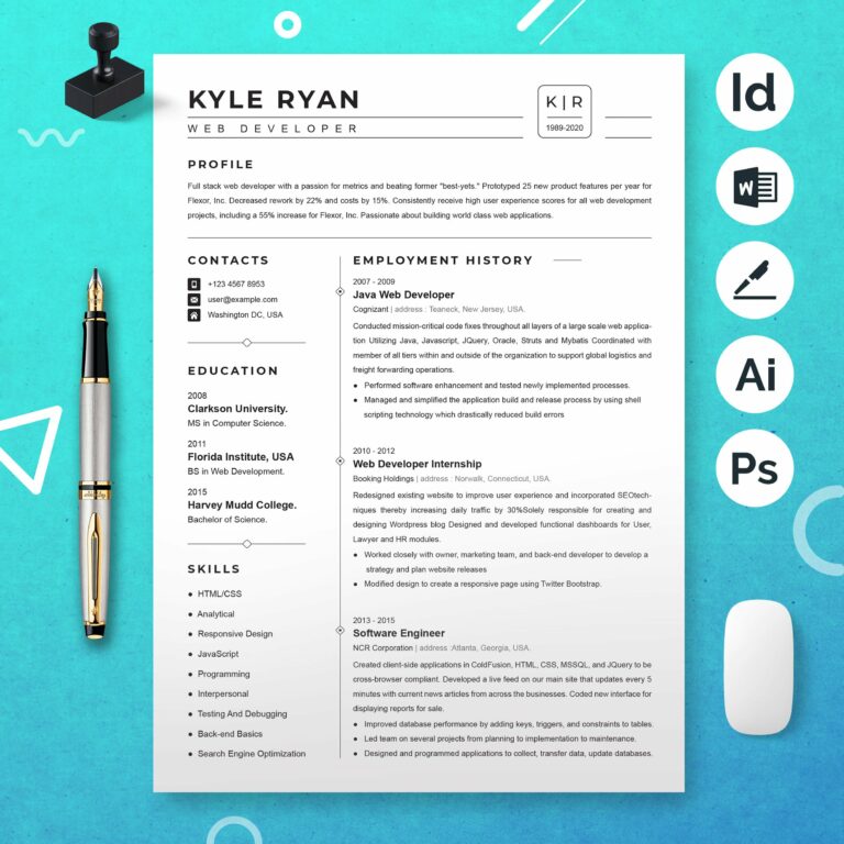 Web Developer Resume Template – MasterBundles