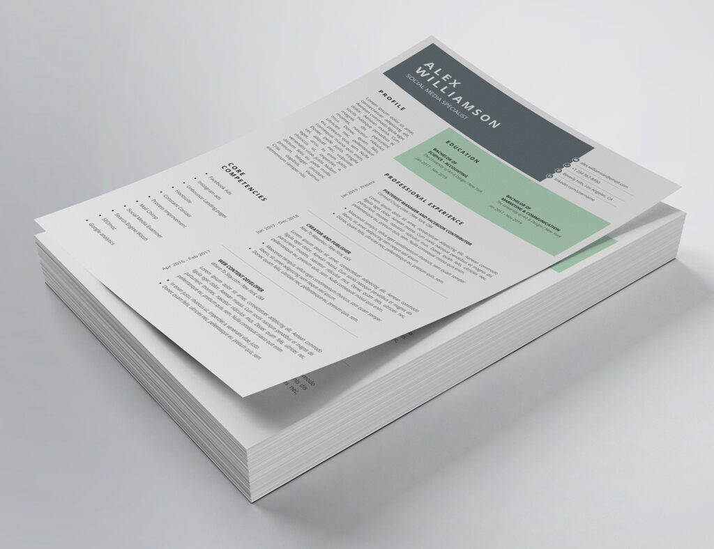 Simple Clean Resume/CV Pattern - MasterBundles
