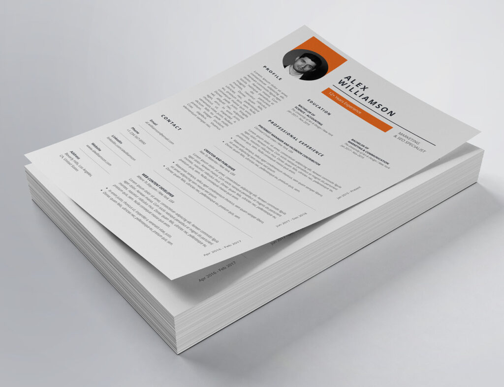 Classic Clean Resume/CV Template - MasterBundles
