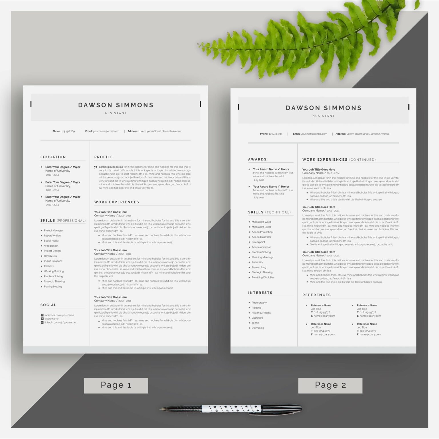 Resume Template 3 Page | CV Template – MasterBundles
