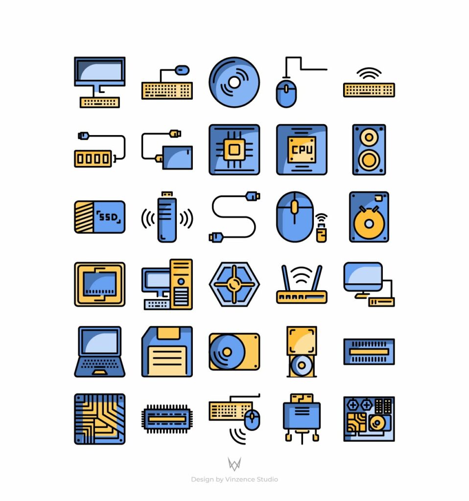 30 Computer Hardware Icon Sets – MasterBundles