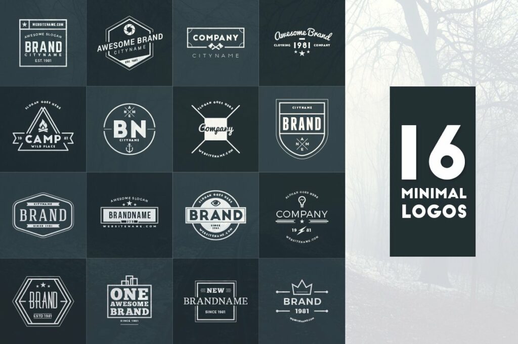 Set of 16 Minimal Logos – MasterBundles