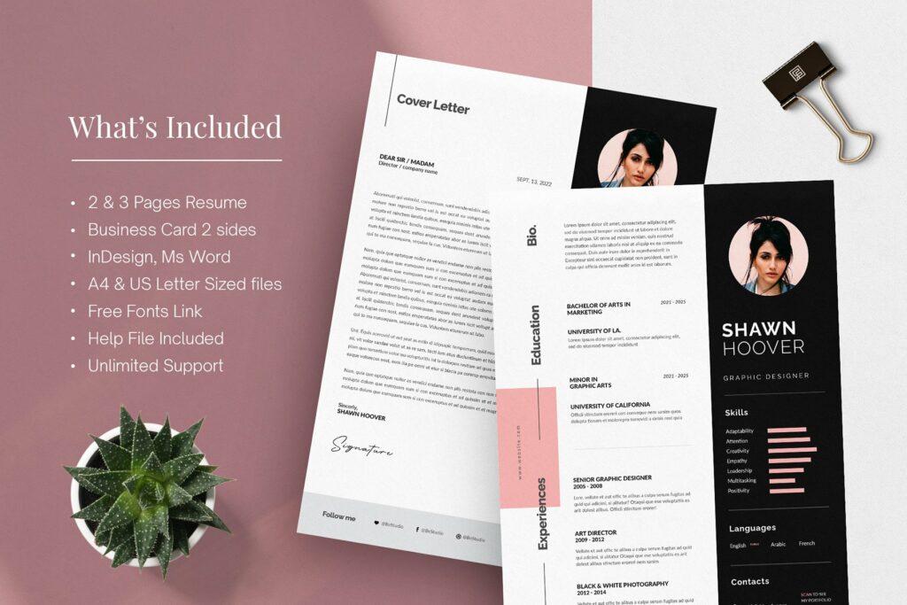 Resume Template | DOCX, PSD, INDD – MasterBundles