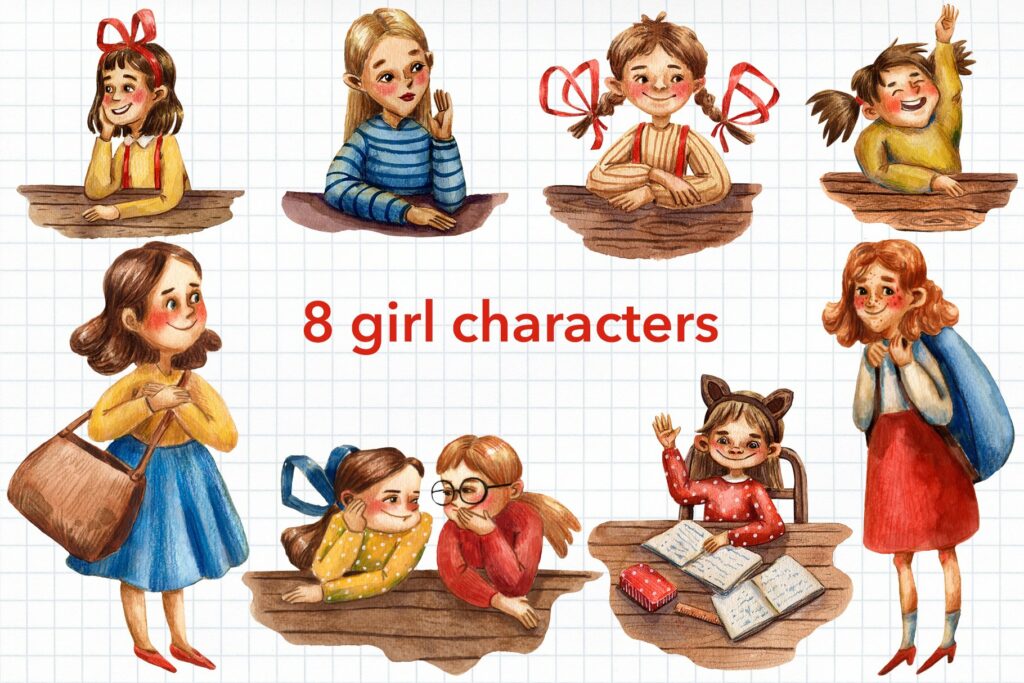 Little Students - Watercolor Clipart – MasterBundles