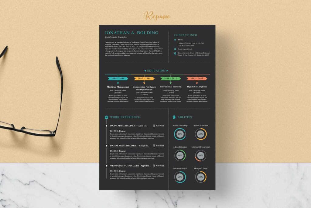 SMM Infographic Resume/CV – MasterBundles
