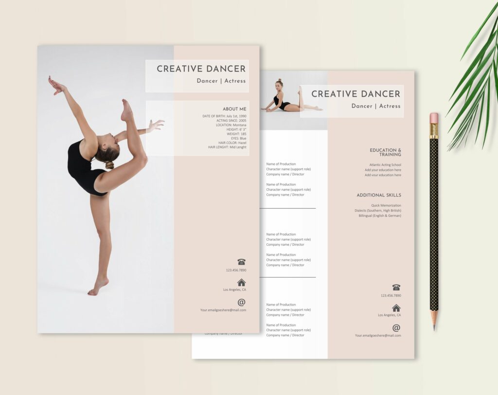 Resume Template for Actors, Dancers – MasterBundles