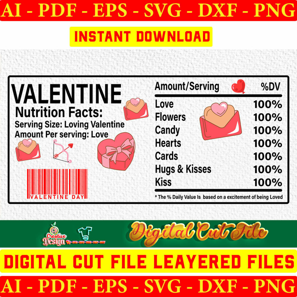Valentine's Nutrition Label - Digital Download Only - MasterBundles