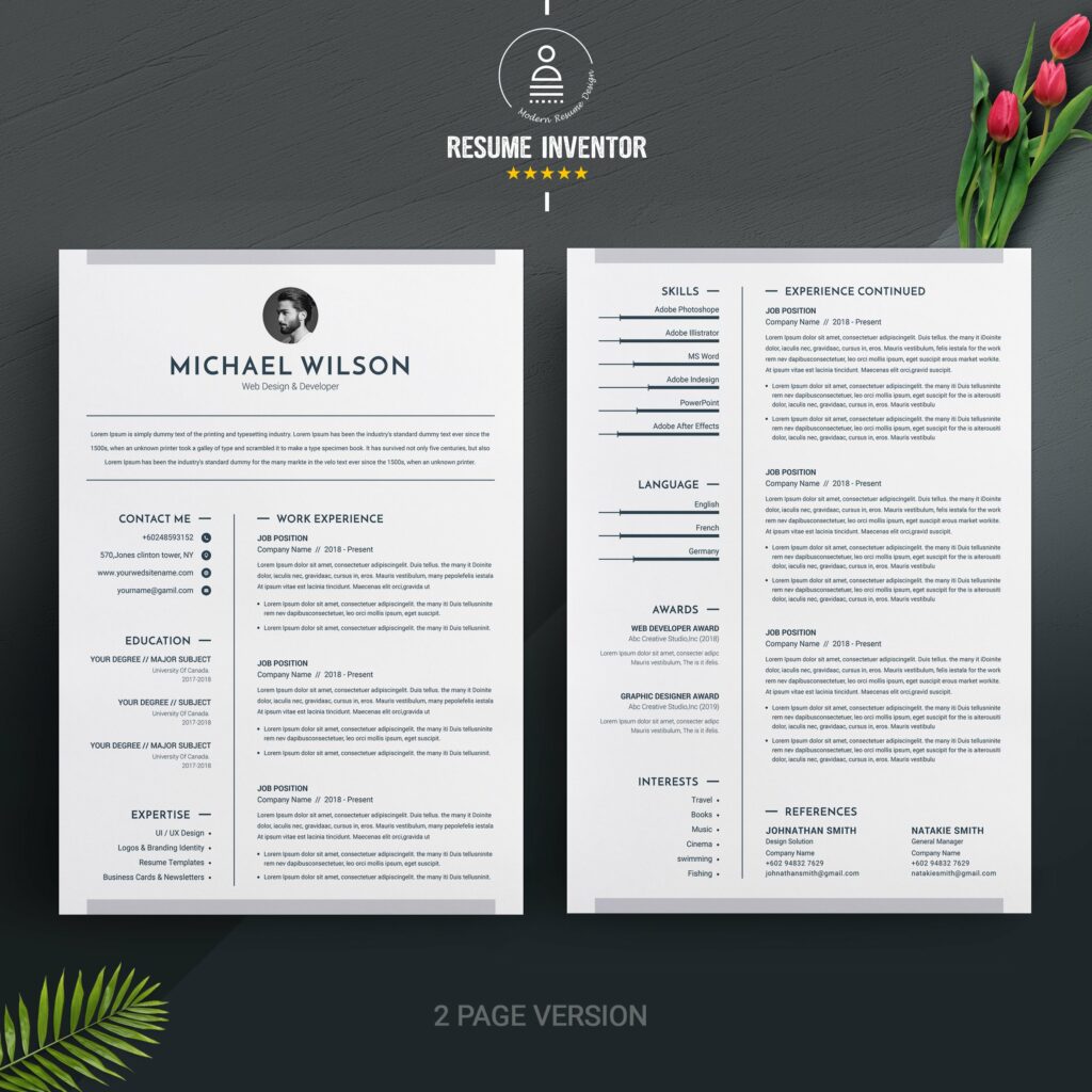 3 Pages Clean CV Template | MS Word – MasterBundles