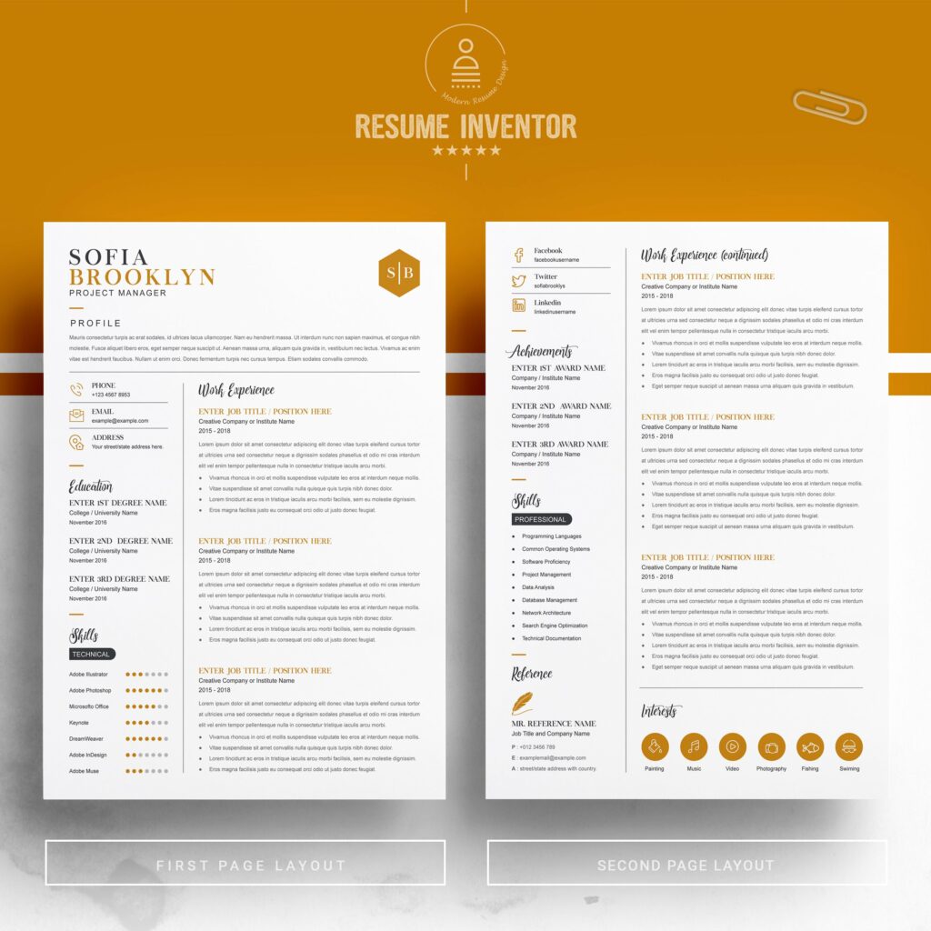 Resume / CV Template Word Manager – MasterBundles