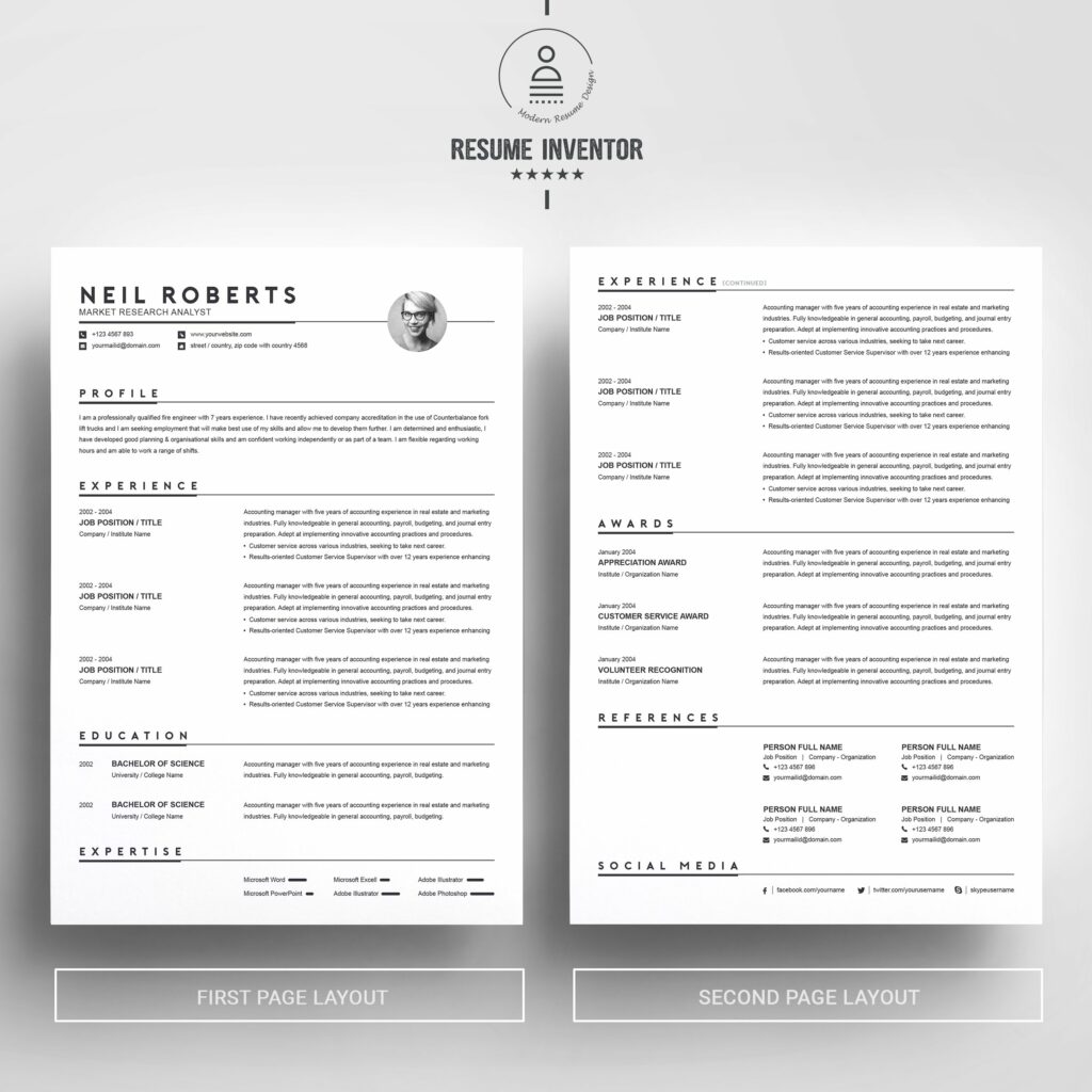 Clean Resume Template | Word CV – MasterBundles