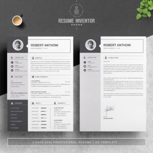 2 Pages Resume Template / CV Design – MasterBundles