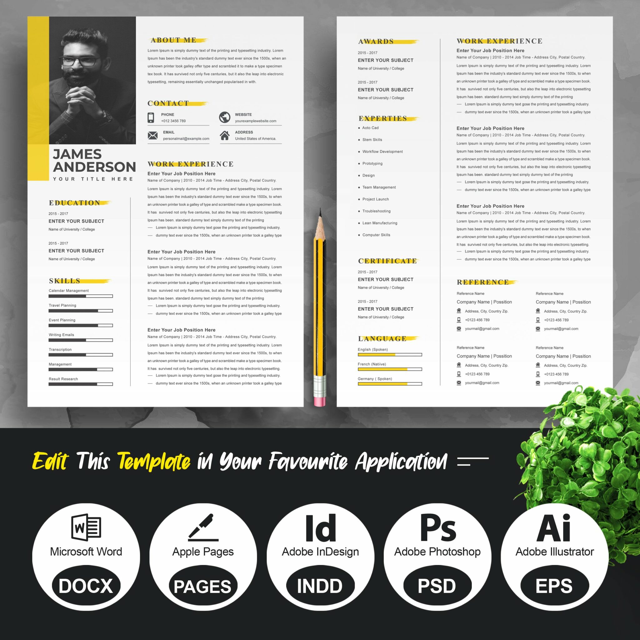 2 Page Resume Template Cover Letter – MasterBundles
