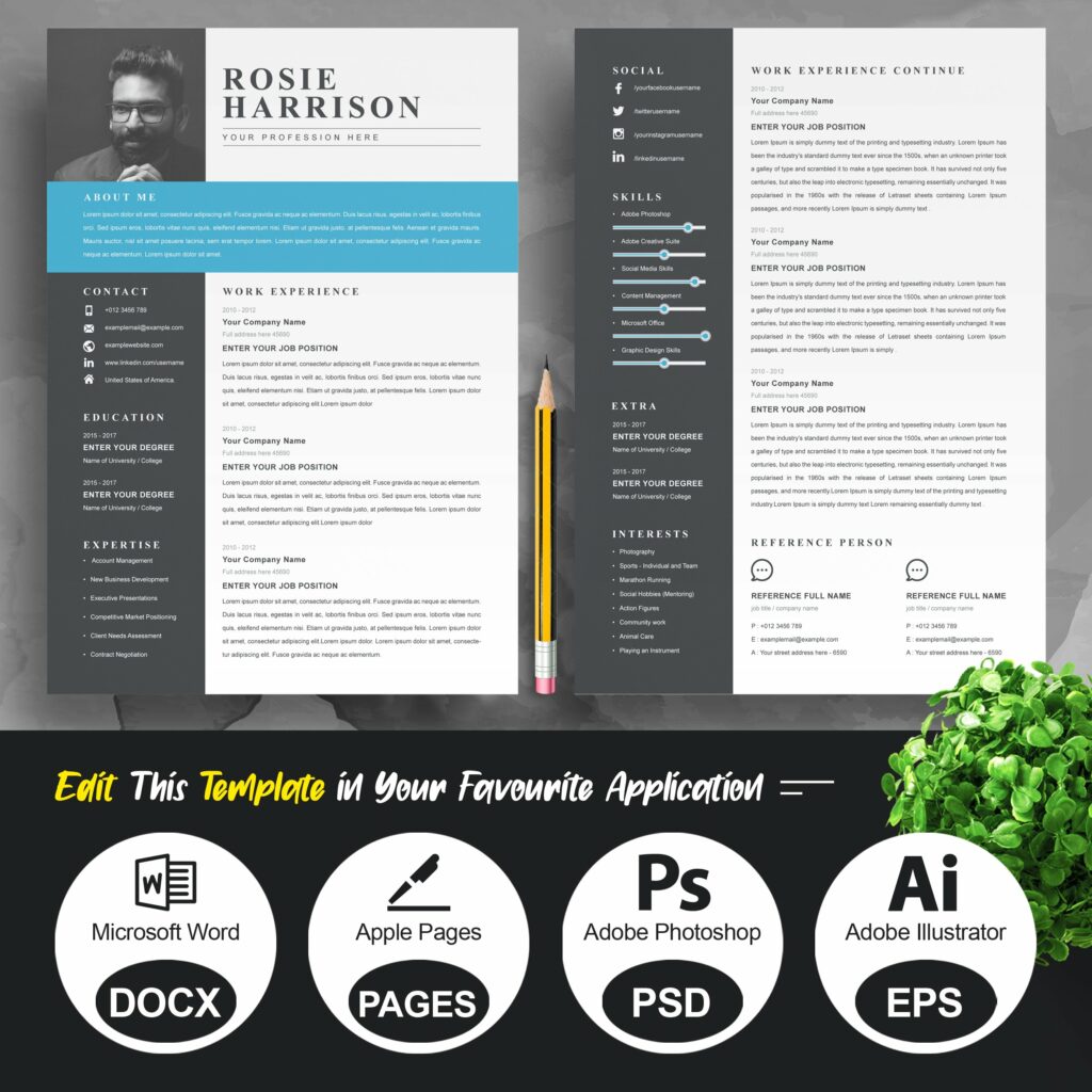 Creative Resume Template For Ms Word – MasterBundles