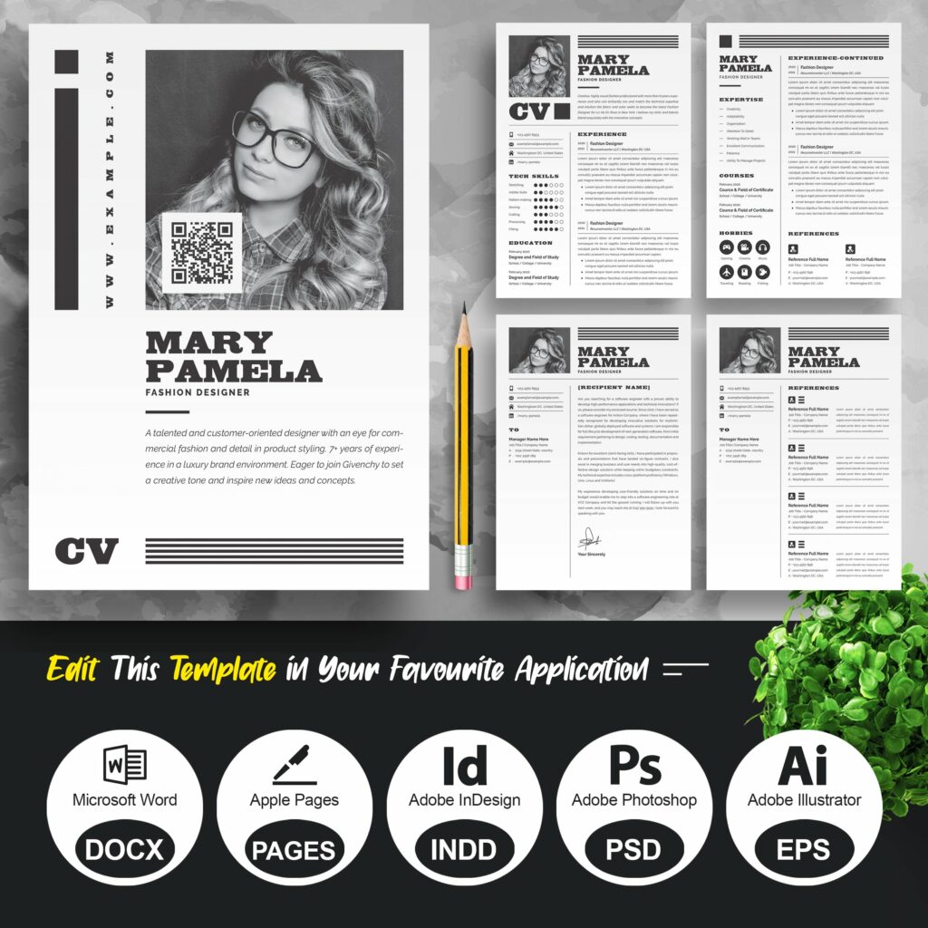 Black CV Template | Curriculum Vitae – MasterBundles