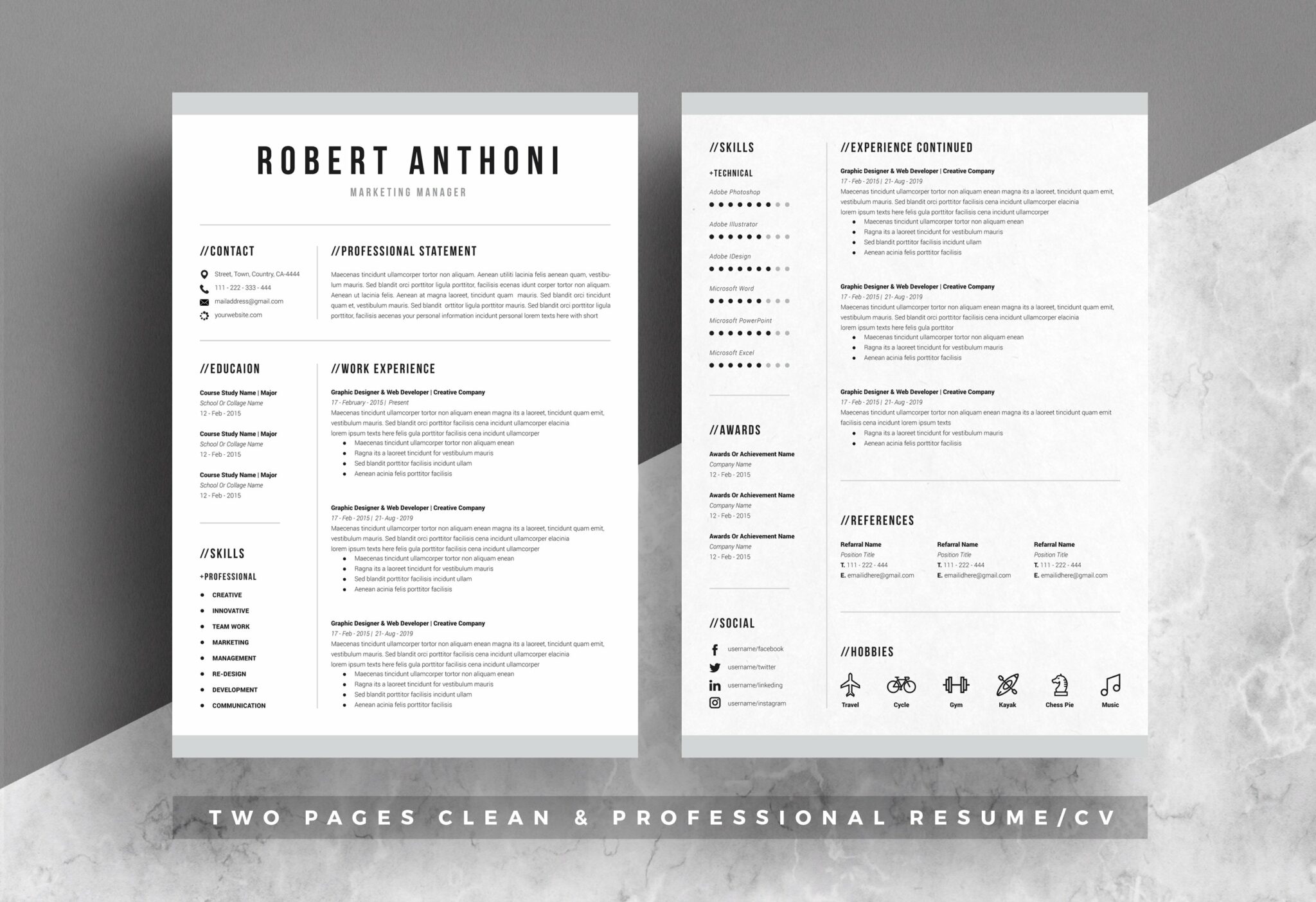 Clean Resume Template – MasterBundles