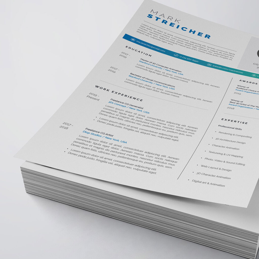Clean Resume/CV Template - MasterBundles