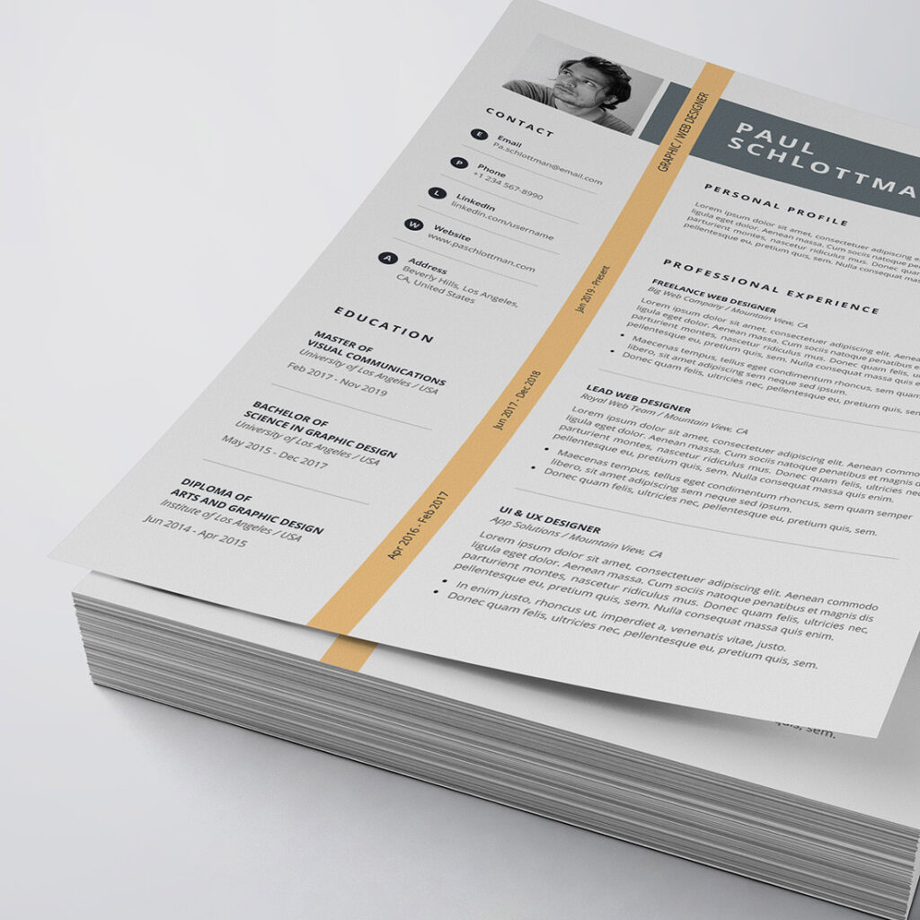Cool Clean Resume/CV Template - MasterBundles
