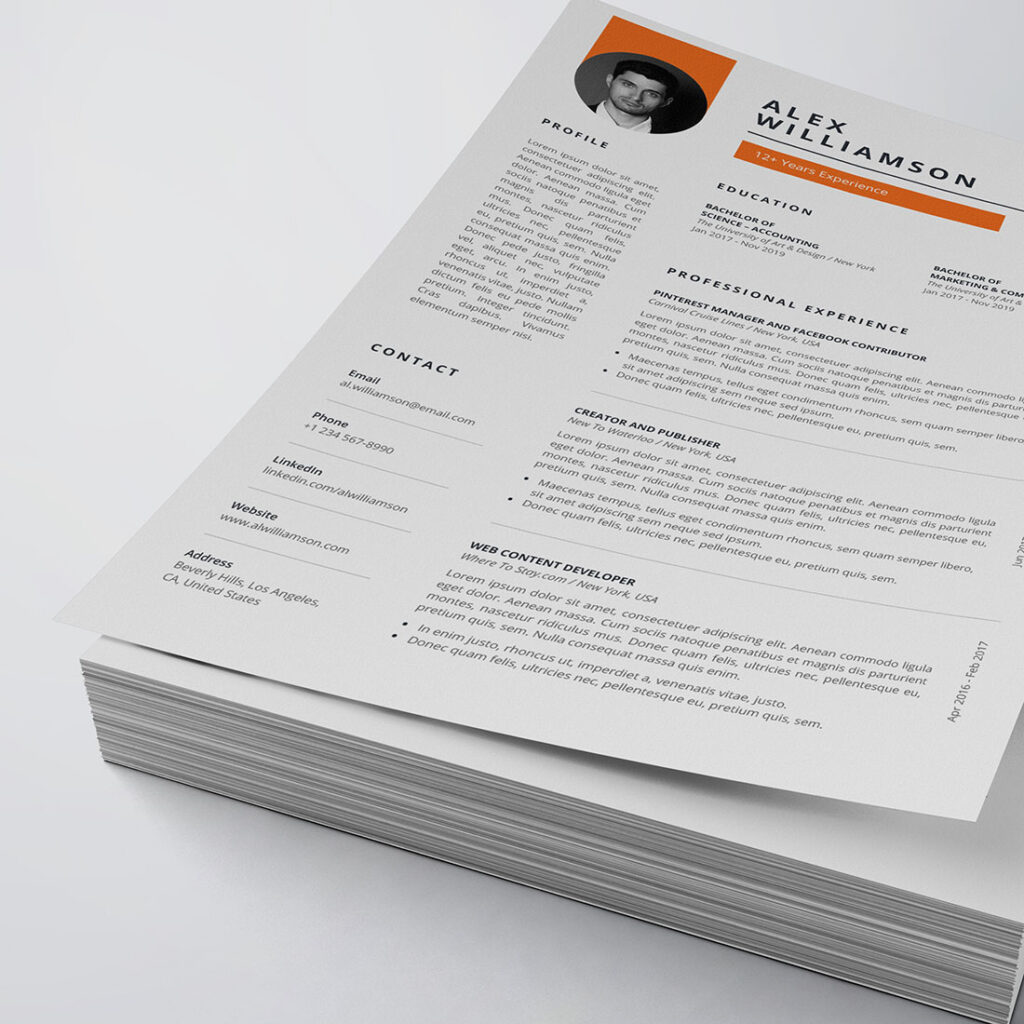 Classic Clean Resume/CV Template - MasterBundles
