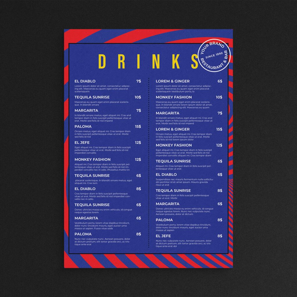 Bar Menu Template – MasterBundles