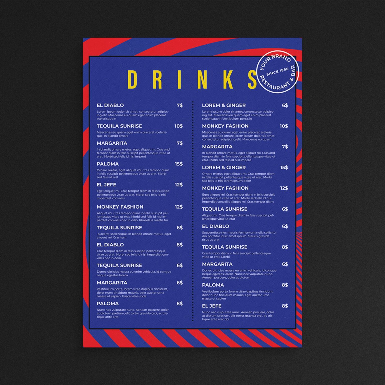 Bar Menu Template – MasterBundles