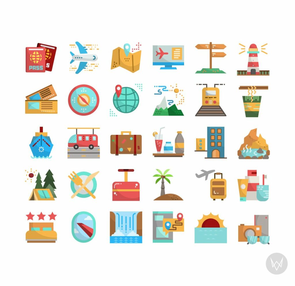 30 Vacation Icon Sets – MasterBundles