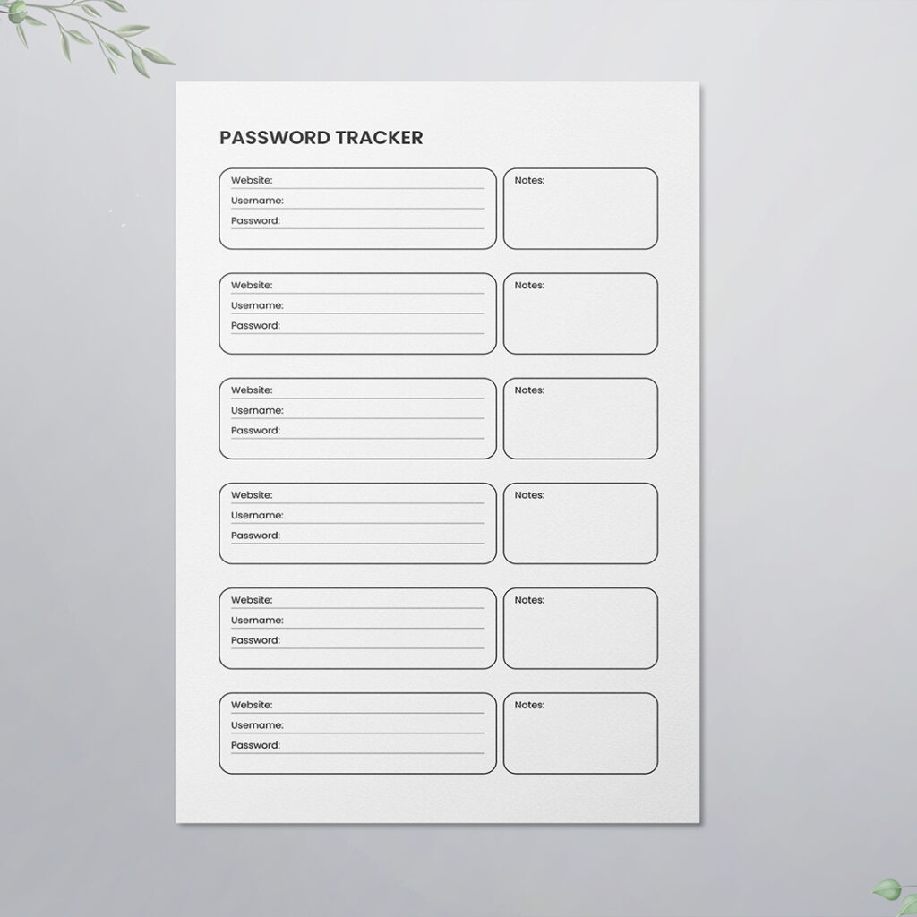 Password Tracker Logbook KDP Interior - MasterBundles