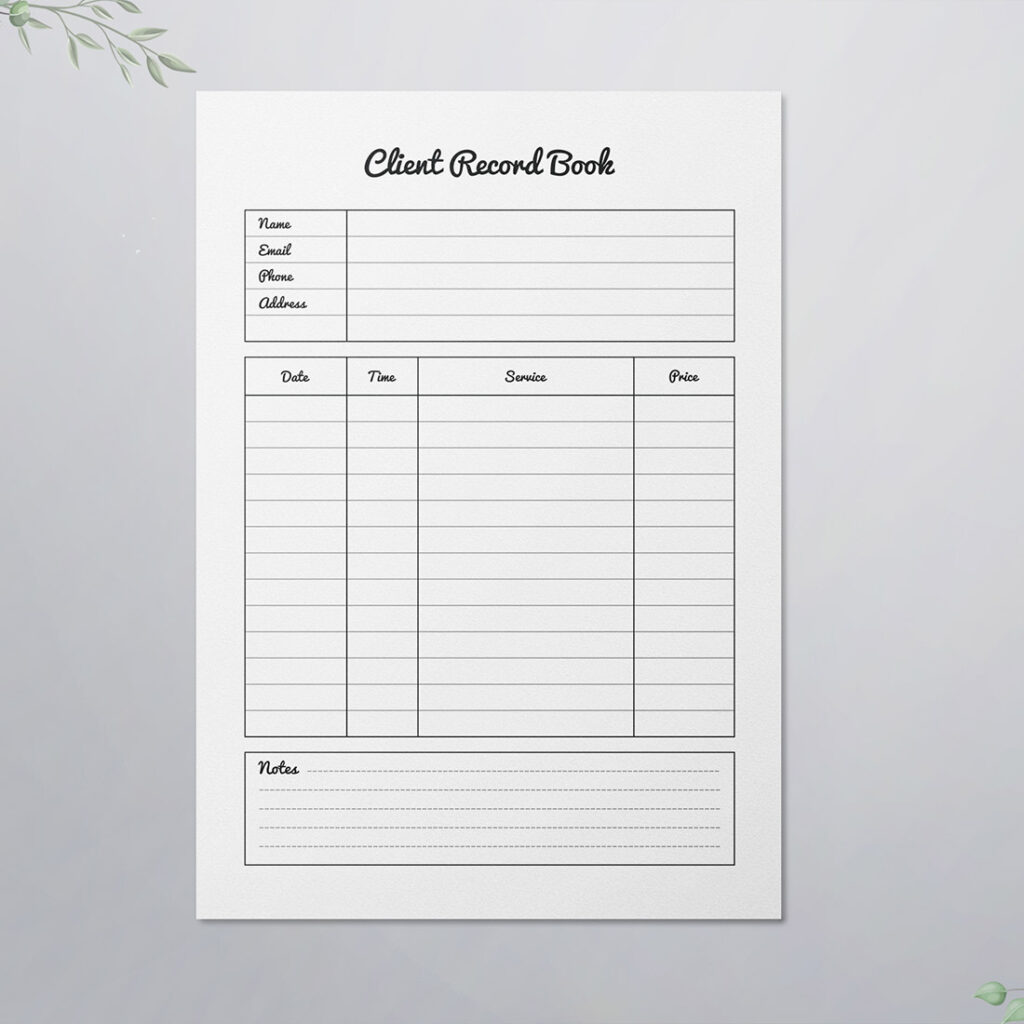 Client Record Book | KDP Interior - MasterBundles