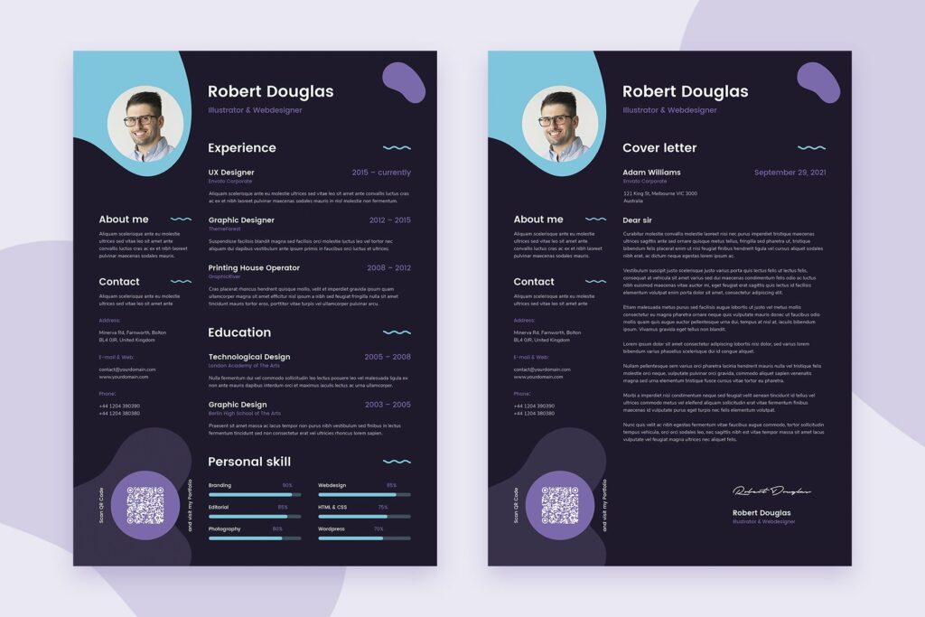 Liquid Resume CV Template Dark Mode – MasterBundles