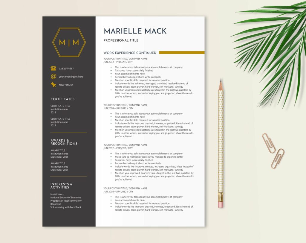 Elegant Resume Template – MasterBundles