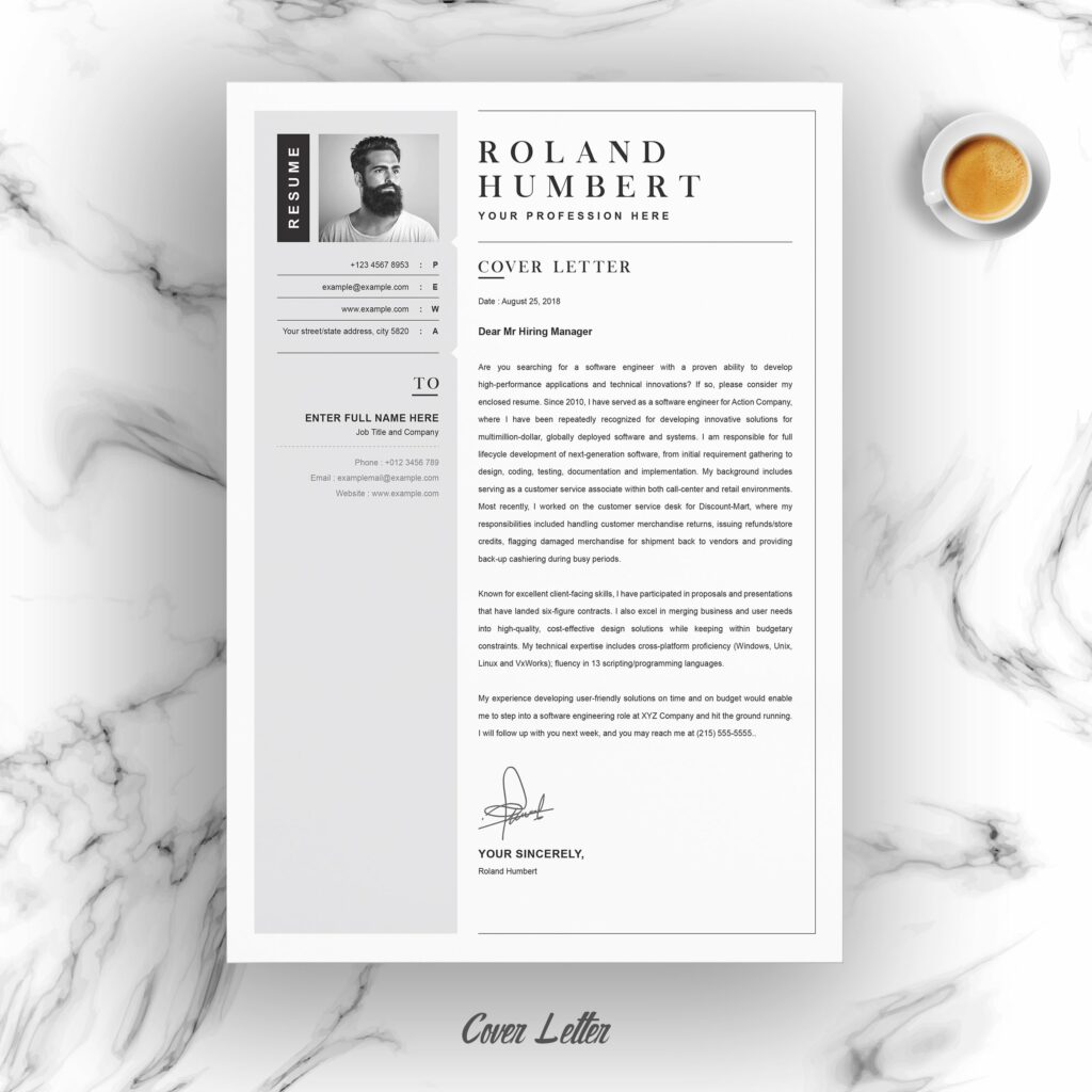 1 Page Resume Template / CV Design – MasterBundles
