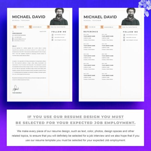 Elementary School Teacher Resume /CV – MasterBundles