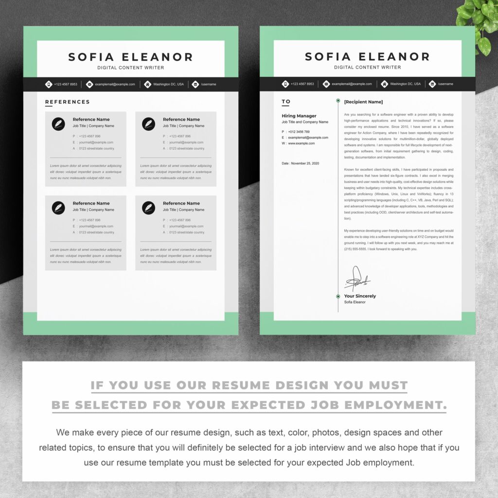 Creative Resume Template Word, CV – MasterBundles