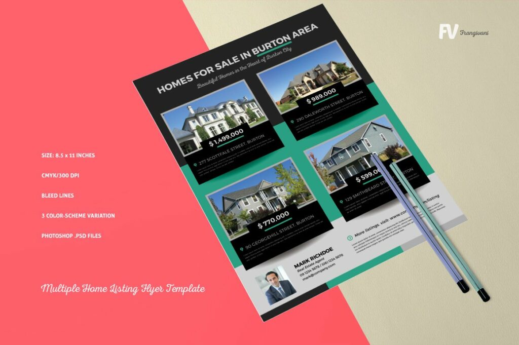 Multiple Home Listing Flyer Template – MasterBundles