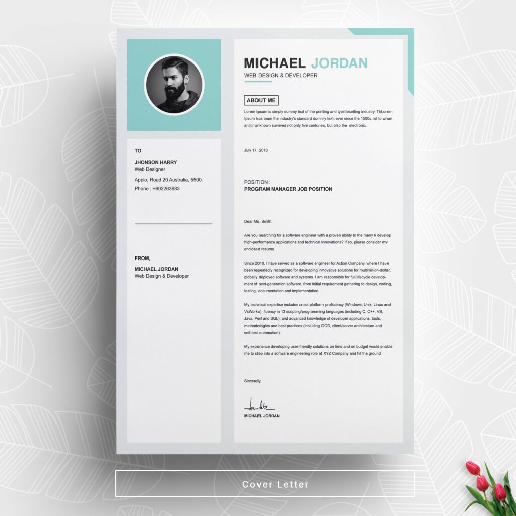 One Page Clean Resume + Cover Letter – MasterBundles