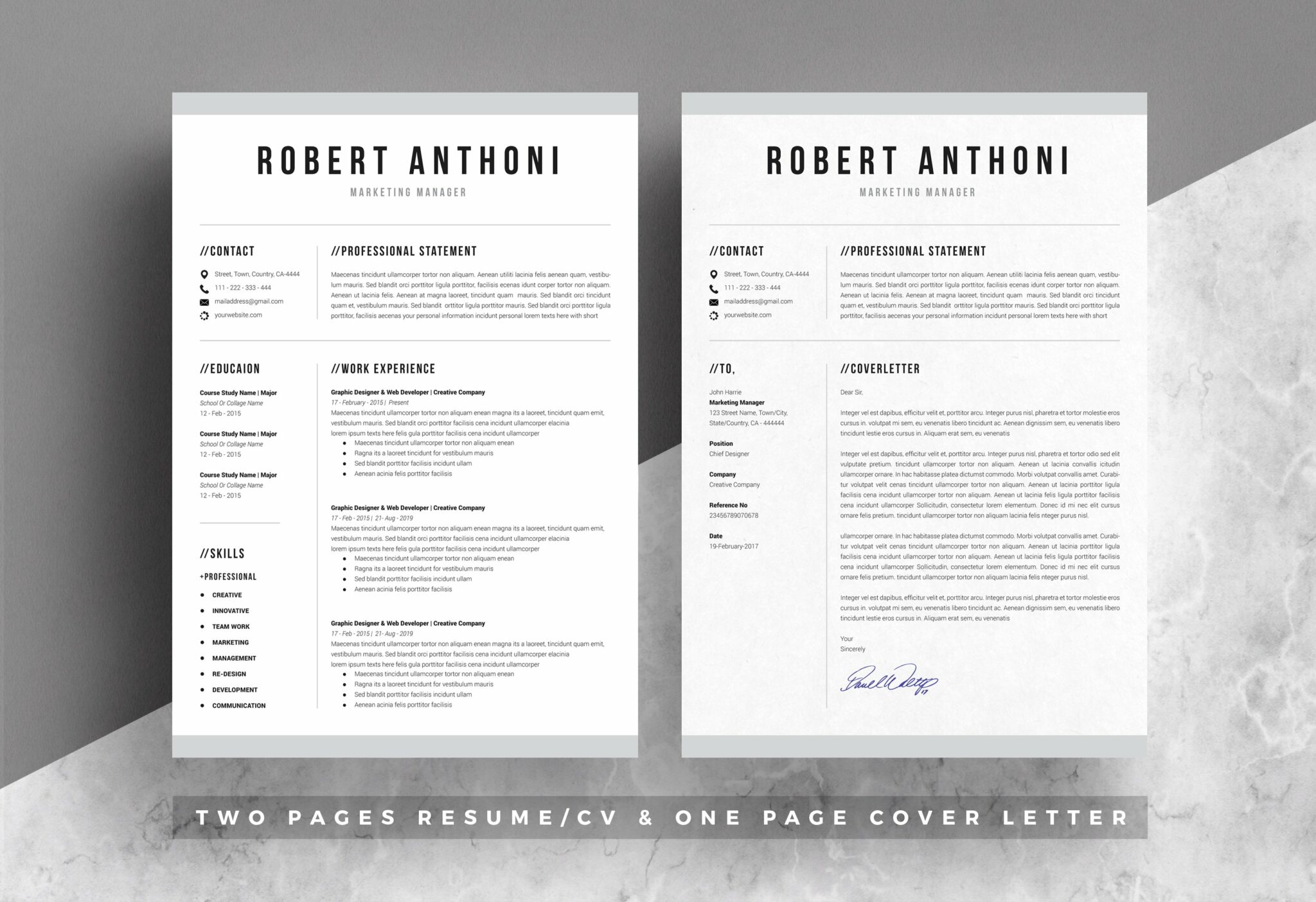 Clean Resume Template – MasterBundles