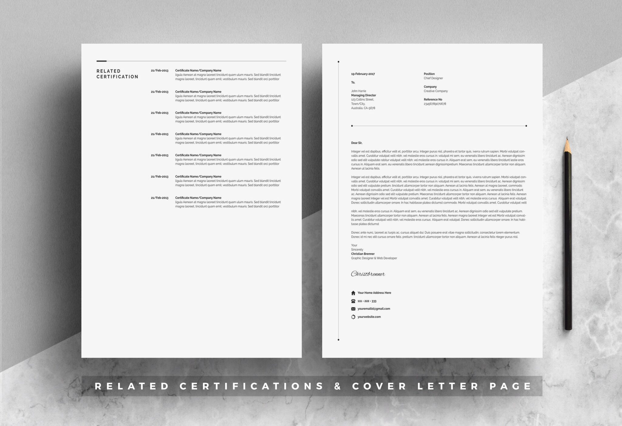 Minimal Resume Template 4 Pages – MasterBundles