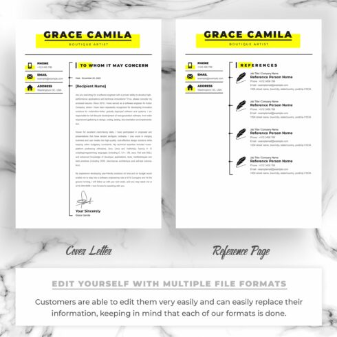 Minimal Yellow Bold Resume Template – MasterBundles